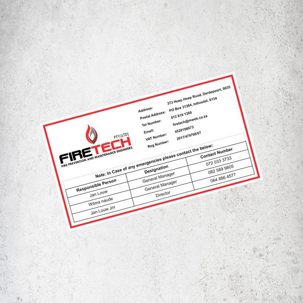 FireTech - 90mm x 50mm Contact Details Sticker Labels – Direct Designs